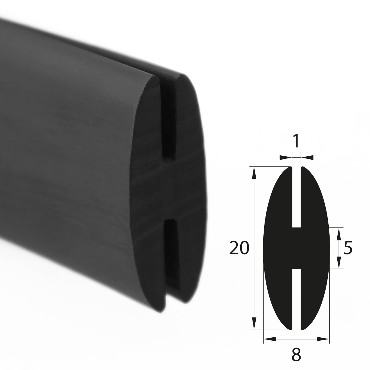 SMI H4 EPDM H-Profil Dichtung 1 mm Fassungsbereich