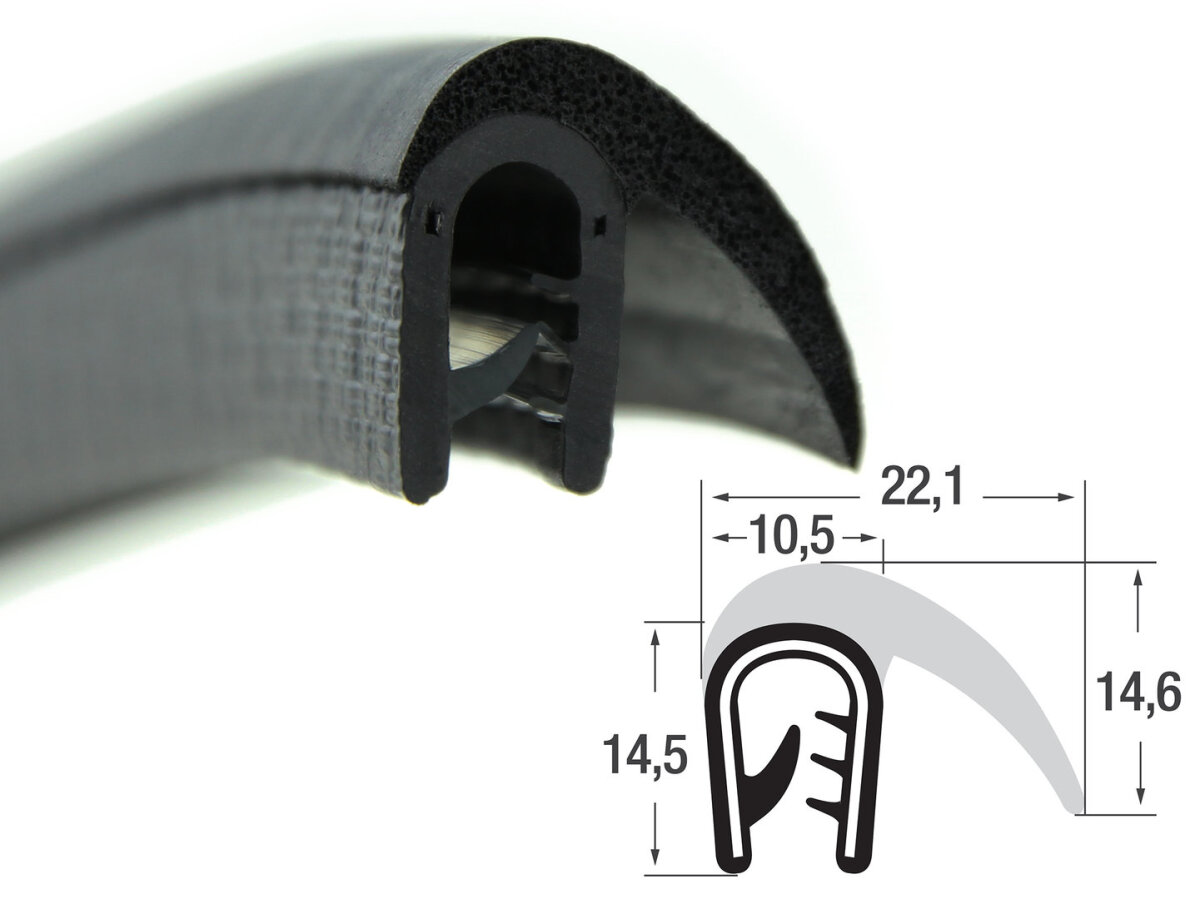 SMI DF20 PVC/EPDM Fahnenprofil Dichtung seitlich 2–5 mm